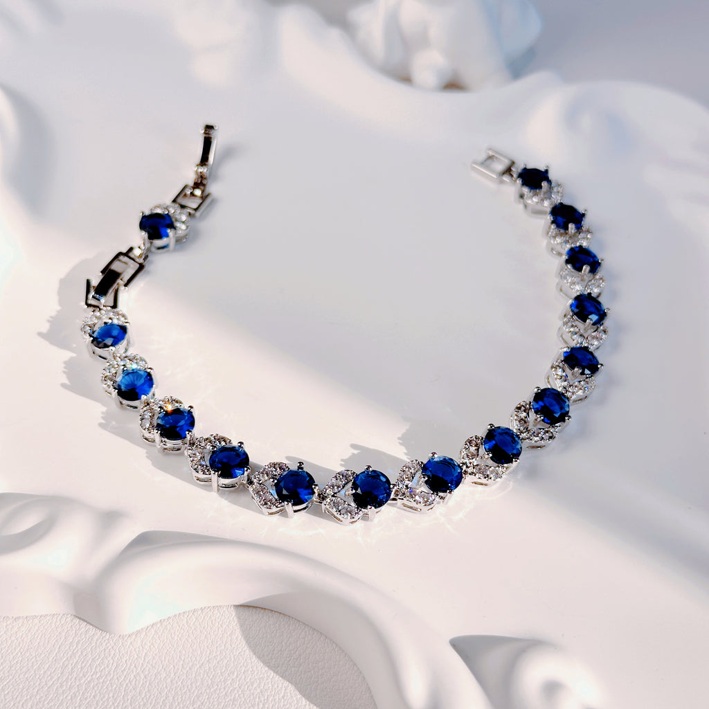 Sapphire Blue Heart Bracelet - Deep Blue Colorfast Heart Charm Bracelet ...